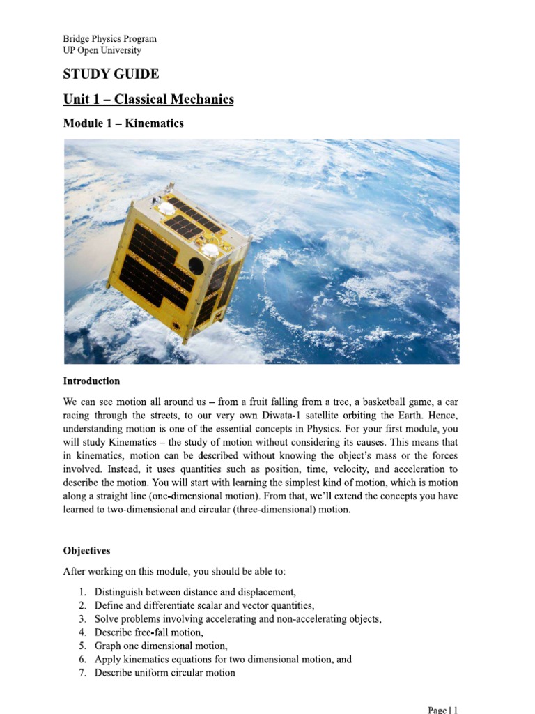 PHYSICS Unit 1 Module 1 Kinematics | PDF