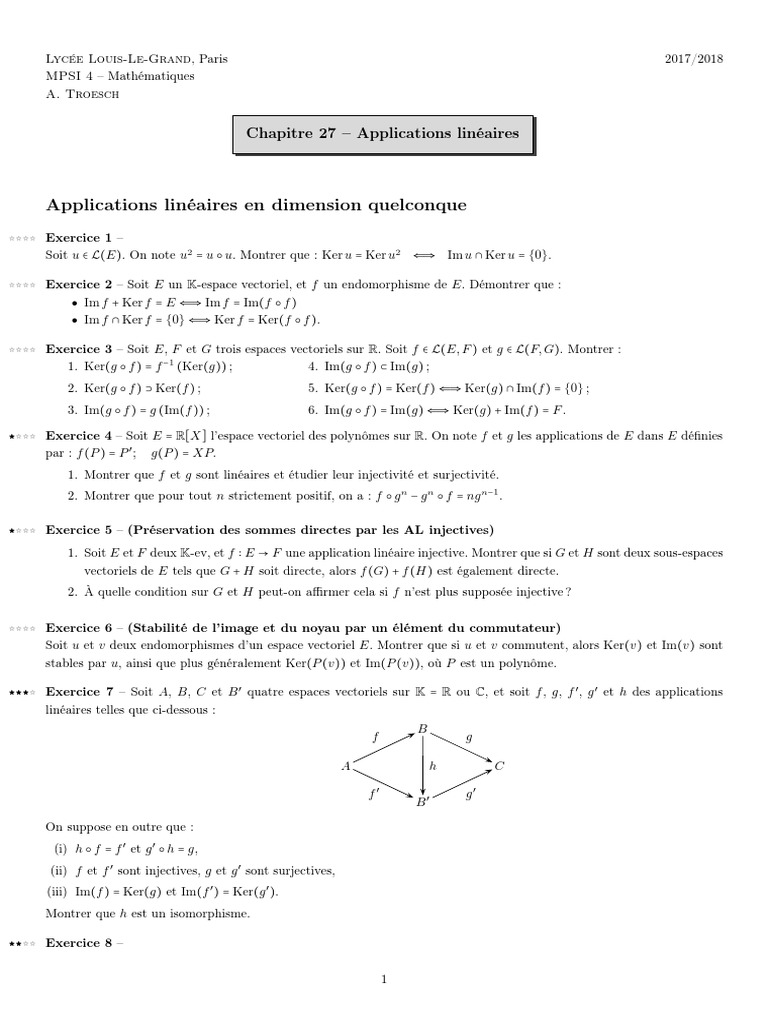 Exo22018 AL TROESH | PDF | Espace vectoriel | Application linéaire