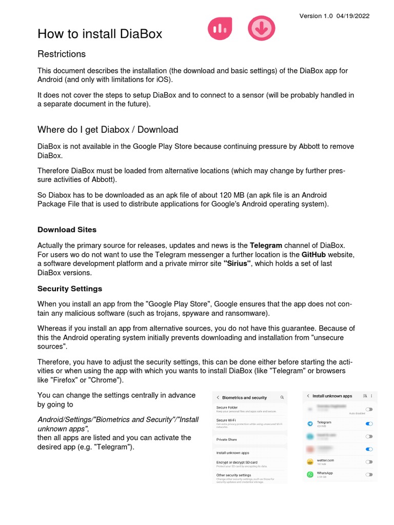 Installing DiaBox App for Android | PDF | Android (Operating System ...