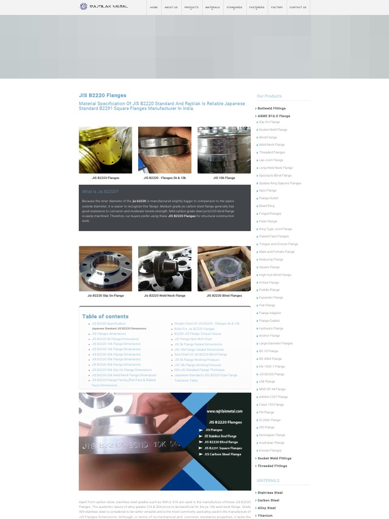 Jis b2220 Flange Manufacturer in 5k - 10k - 16k - 20k - 30k - 40k | PDF