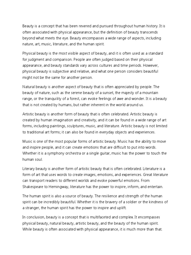 Beauty Essay | PDF | Beauty | Experience
