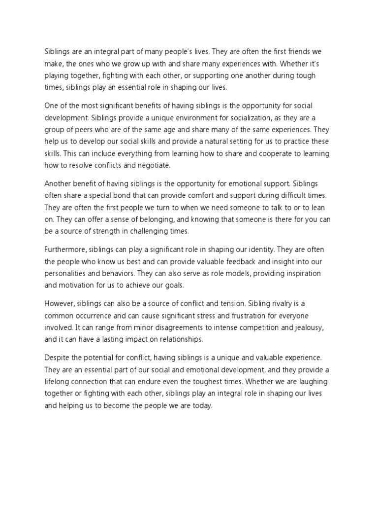 Siblings Essay | PDF