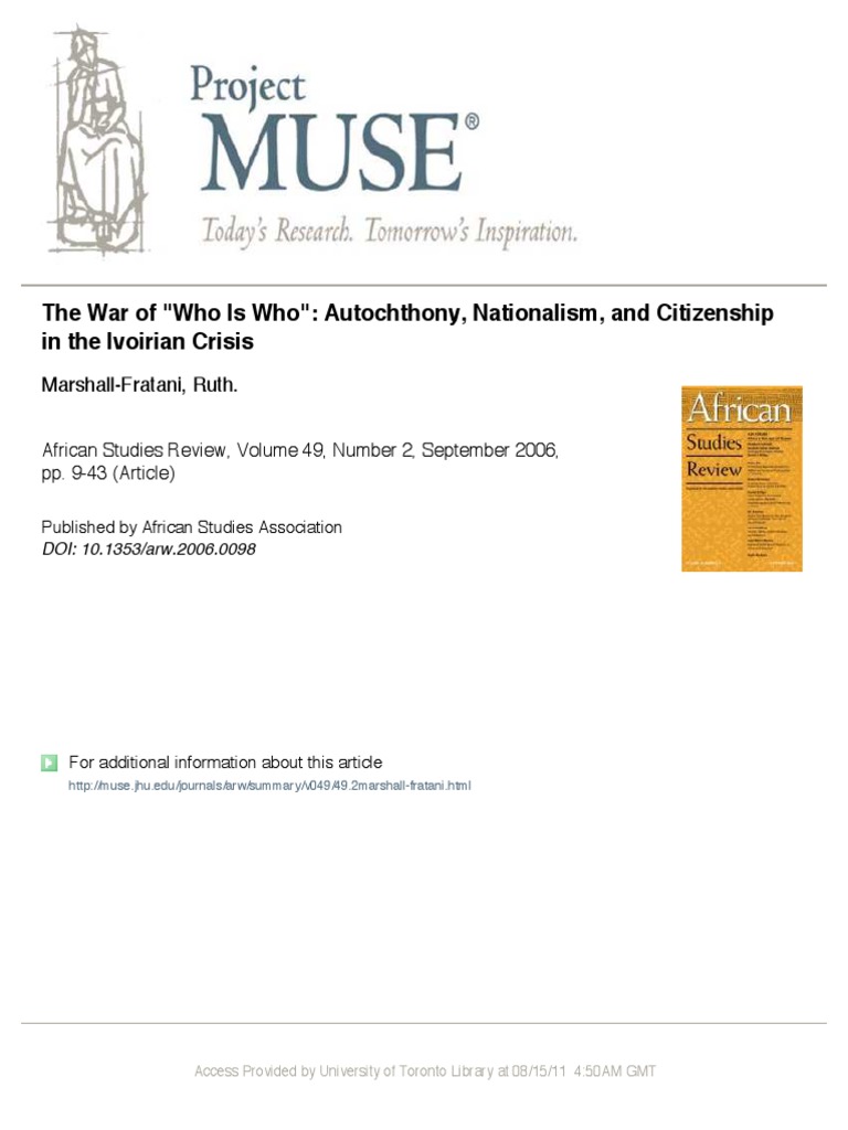The War of Who Is Who Autochthony Nation | PDF | Ivory Coast