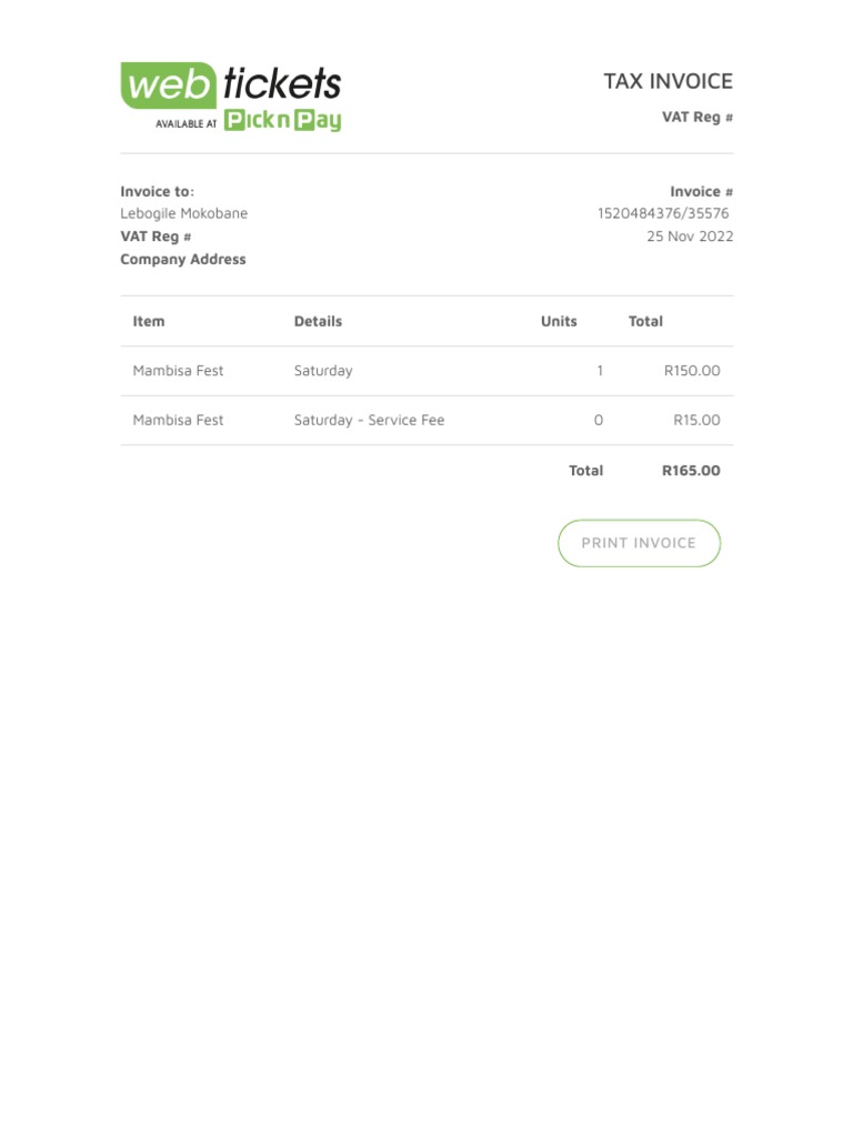 Mambisa Fest Invoice Details | PDF
