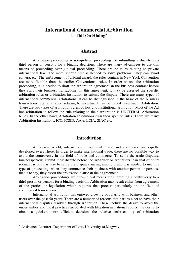 International Commercial Arbitration | PDF | Arbitration | Lawsuit