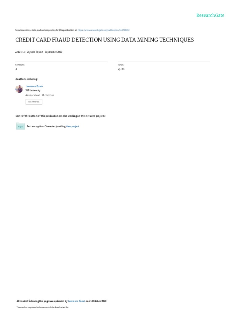 Credit Card Fraud Detection Using Data Mining Techniques: Seybold ...