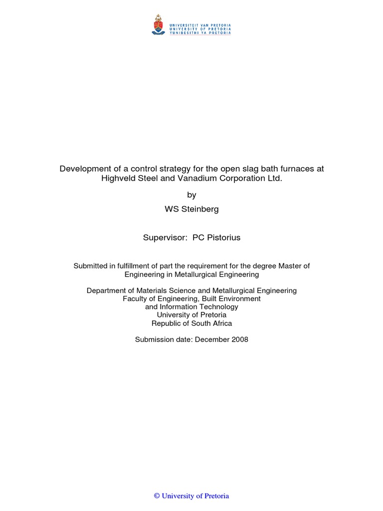 Development of A Control Strategy For The Open Slag Bath Furnaces at ...