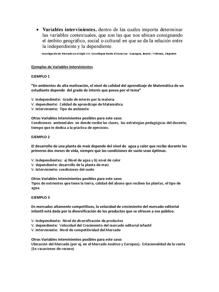 Variables Intervinientes en el Aprendizaje | PDF | Ciencia y ...