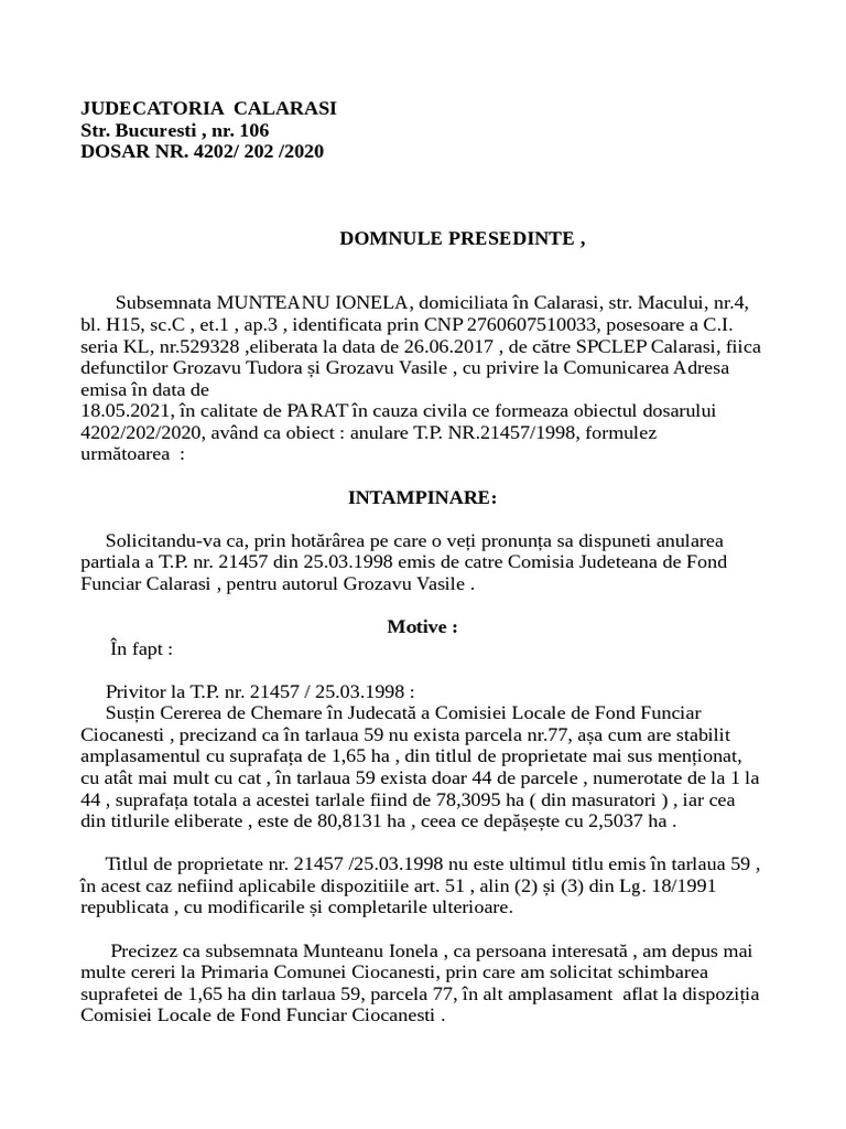 Intampinare Judecatorie | PDF