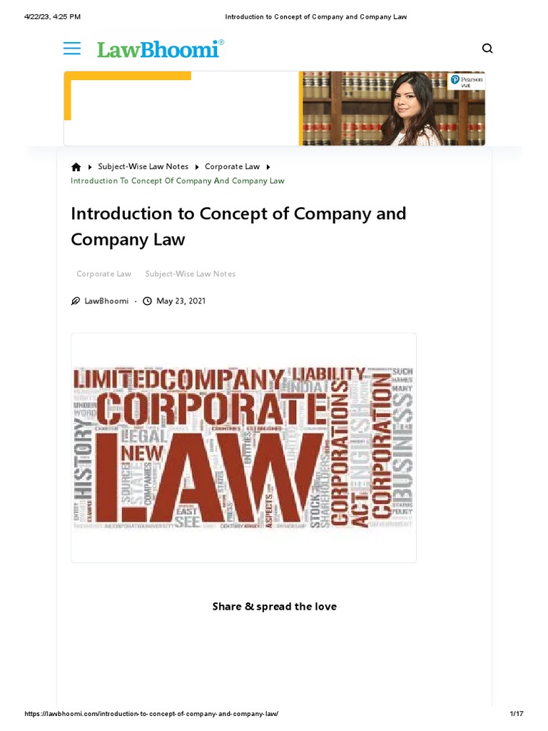 Introduction To Concept of Company and Company Law | PDF | Companies ...