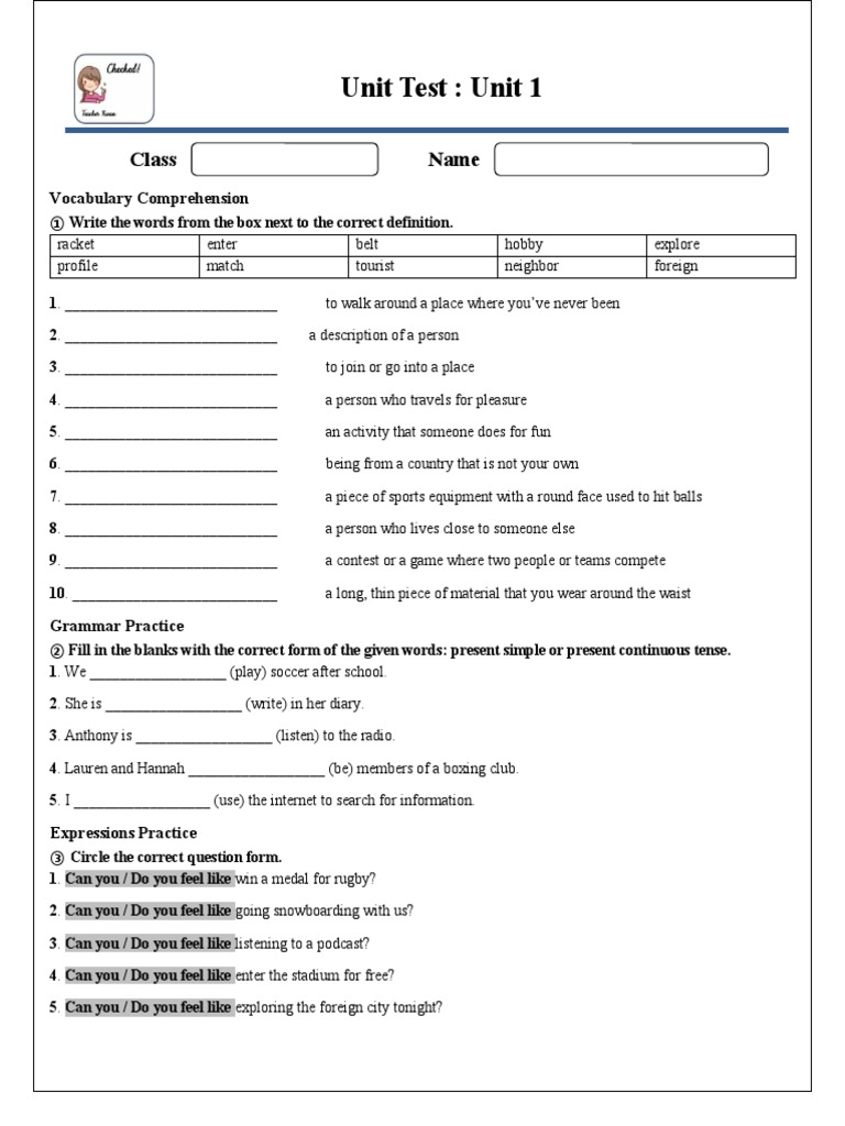 Unit Test: Unit 1: Class Name | PDF | Augmented Reality | Clothing