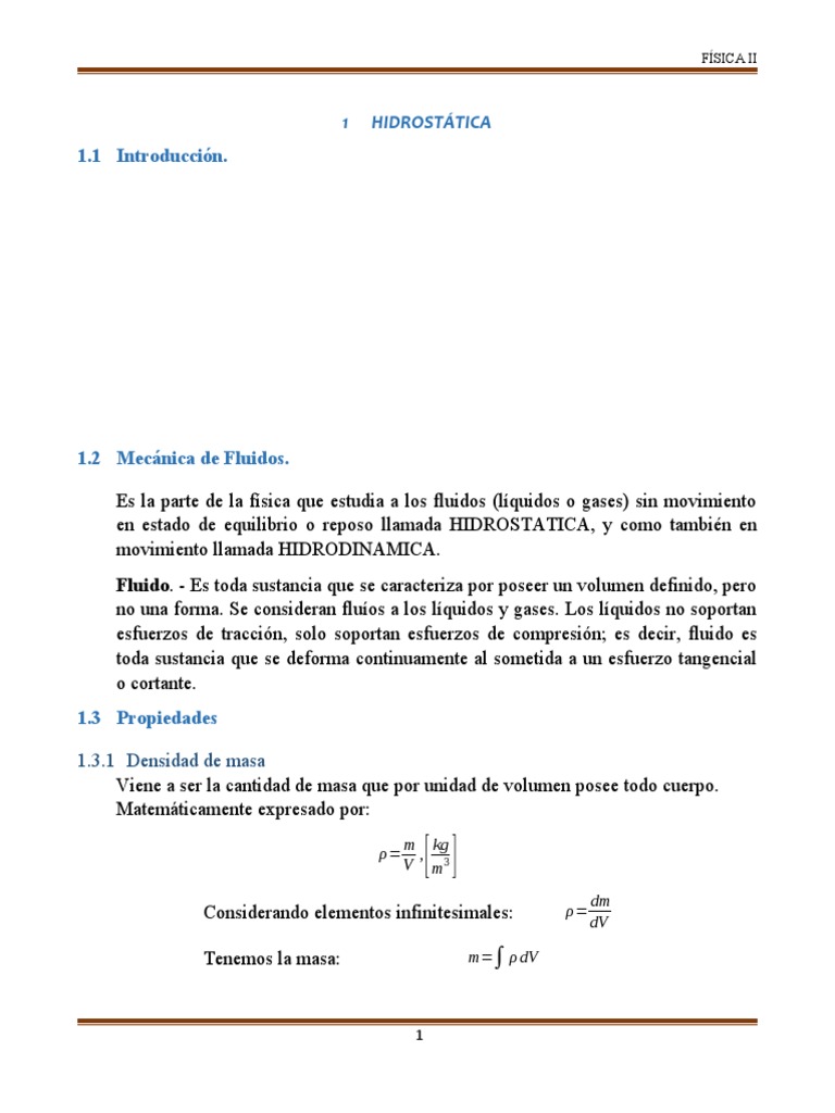 02 - Capitulo II - Hidrostatica - 2023-1 | PDF | Densidad | Presión