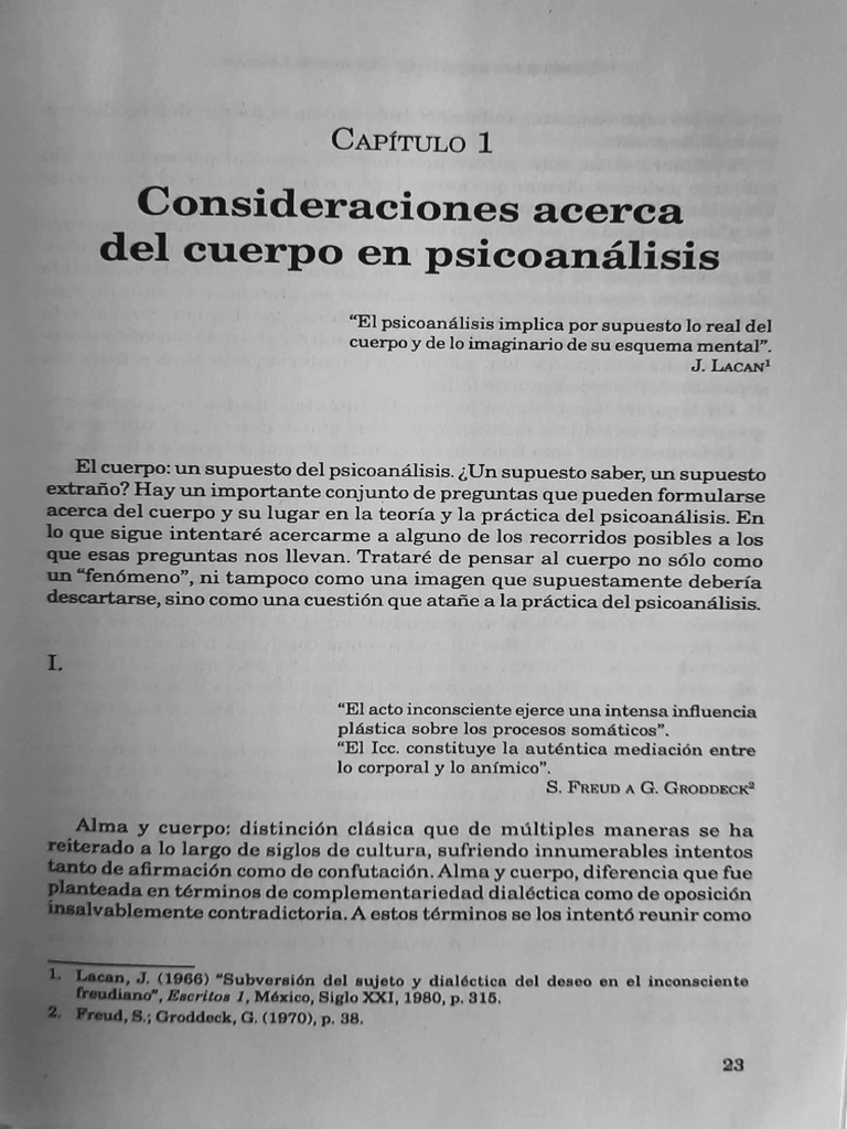 Leibson (2018) Consideraciones Aerca Del Cuerpo en Psicoanálisis | PDF
