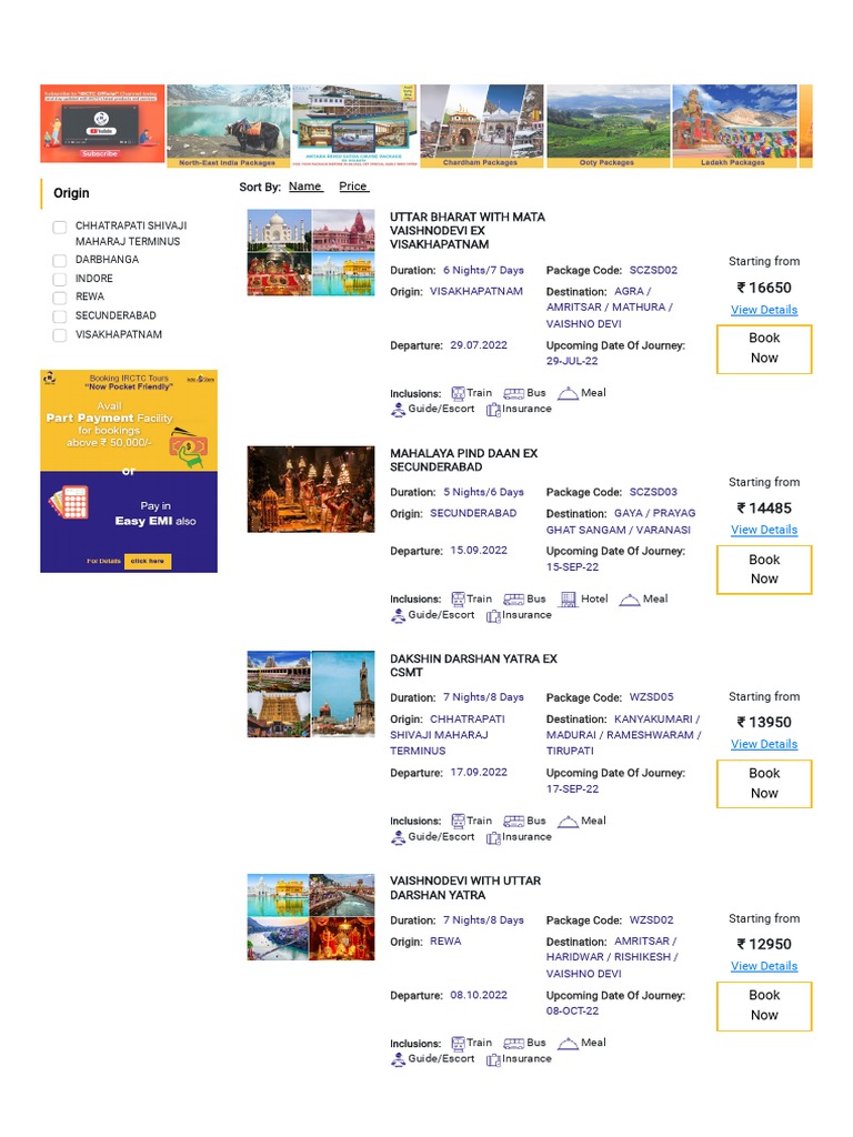 IRCTC Tourism Official Website - Incredible India Travel & Tour Package ...