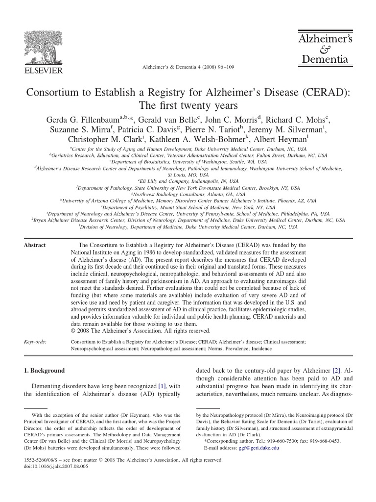 CERAD | PDF | Dementia | Alzheimer's Disease