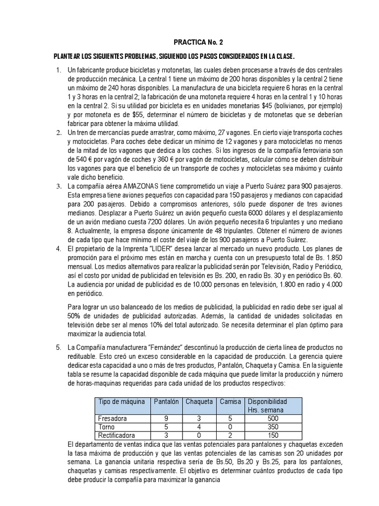 PRACTICA No 2 IO 2023 | PDF | Programación lineal | Presupuesto
