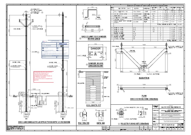 33 KV - 11Mtrs Single Pole With V-Cross Arm - A | PDF | Hydraulic Engineering | Water Management
