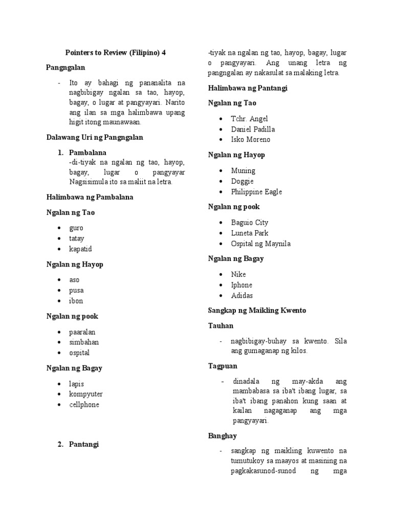 Pointers To Review Grade 4 | PDF