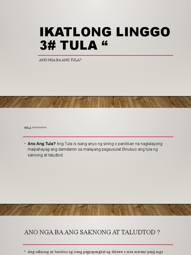 Ikatlong Linggo 3# Tula | PDF