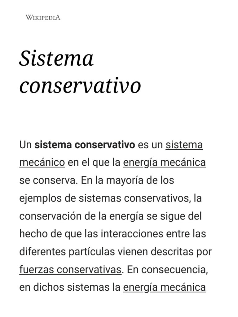 Sistema conservativo - Wikipedia, la enciclopedia libre | PDF | Fuerza ...
