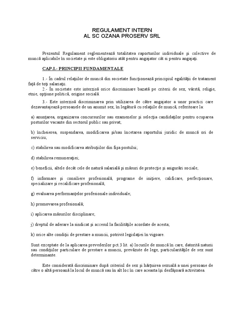 Regulament Intern + SSM + PSI + EVAL | PDF