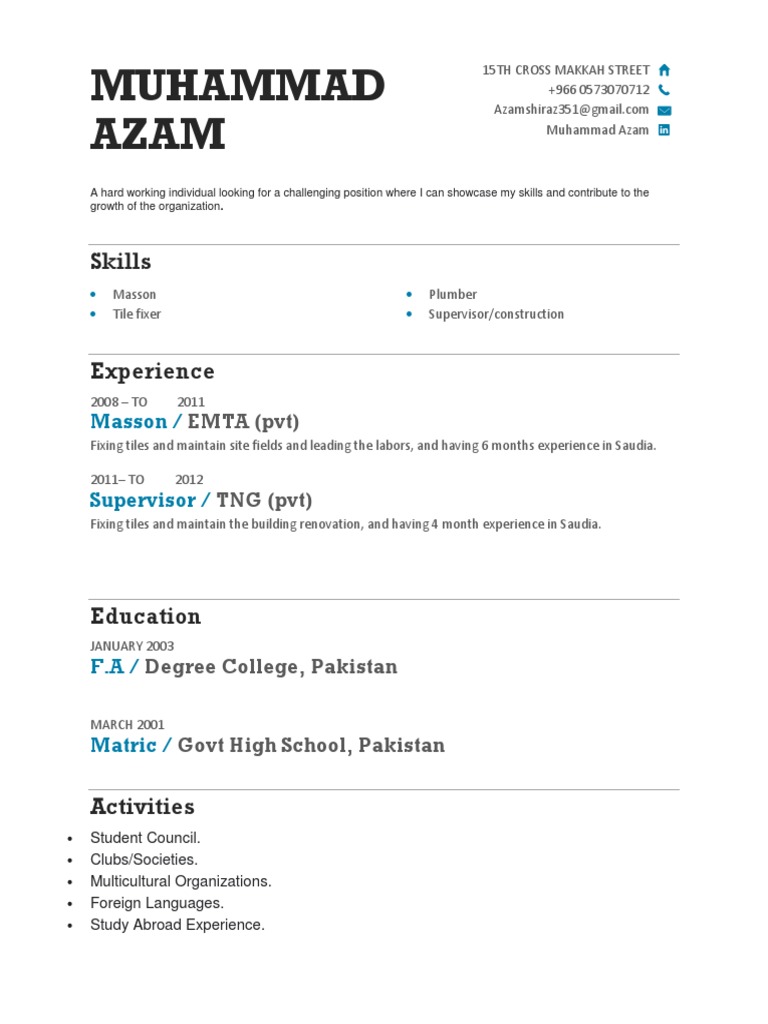Muhammad Azam: Skills | PDF