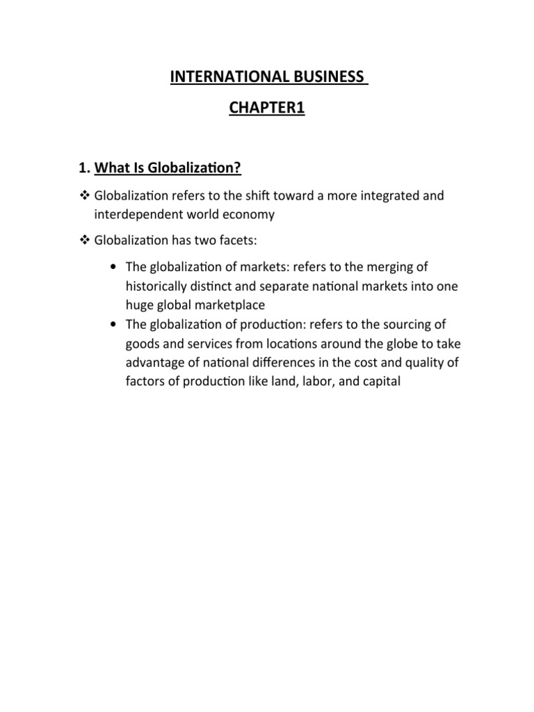 INTERNATIONAL BUSINESS - Docx Chapter 1 | PDF | Globalization | World ...