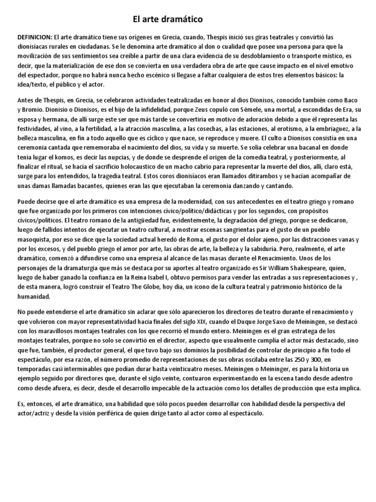 Definición y Orígenes del Arte Dramático | PDF | Dioniso | Teatro