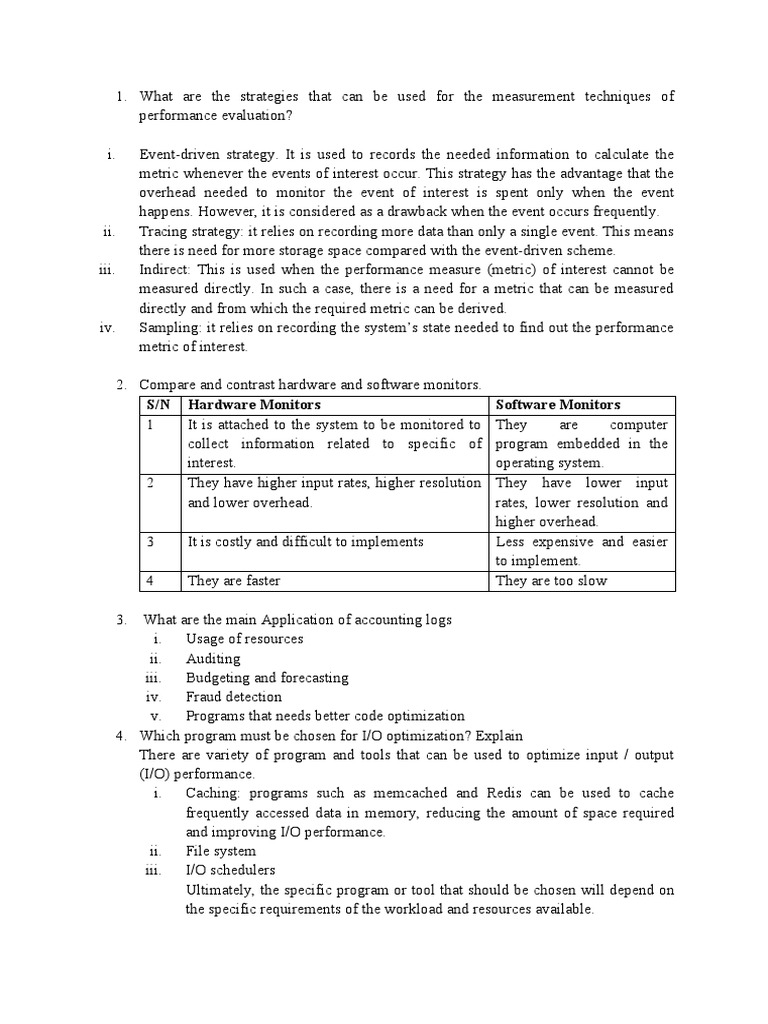 Performance Evaluation Metrics for Measuring Hardware and Software Systems | PDF | Computer ...