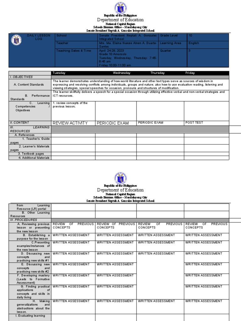 DLL-Grade-10-Week 6 | PDF