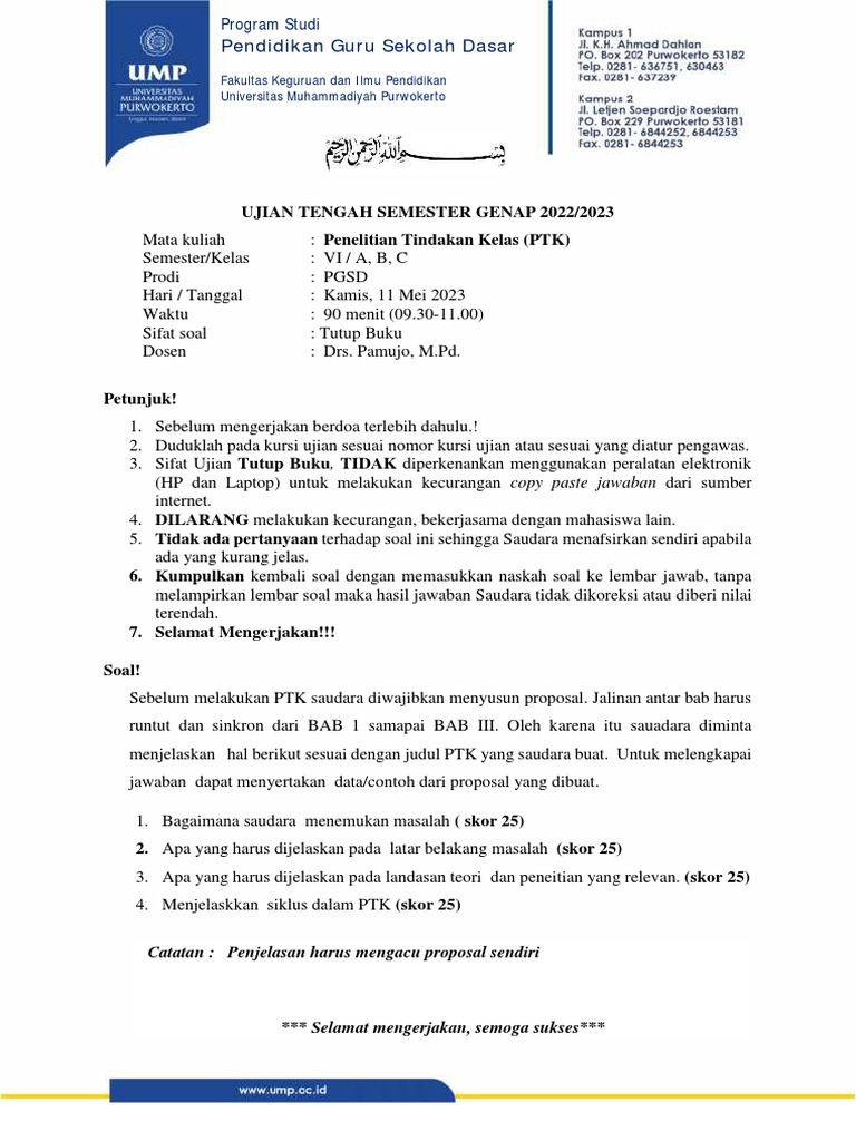 Ujian PTK PGSD UMP 2023 | PDF | Seni | Kesehatan Holistik