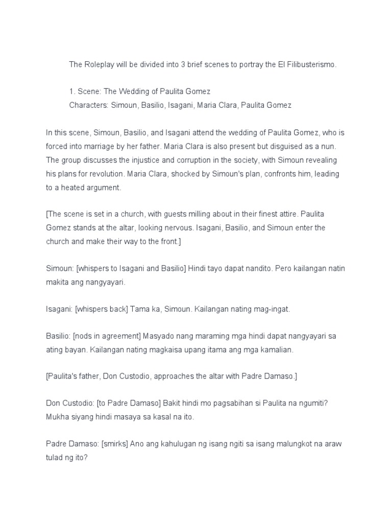 El Filibusterismo Roleplay Scenes | PDF | Resistance To Colonialism ...