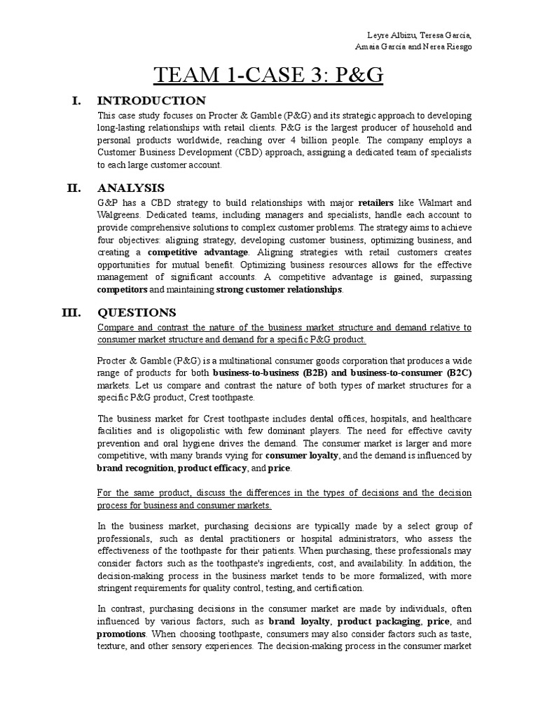 Case 3 - P&G | PDF | Sales | Marketing