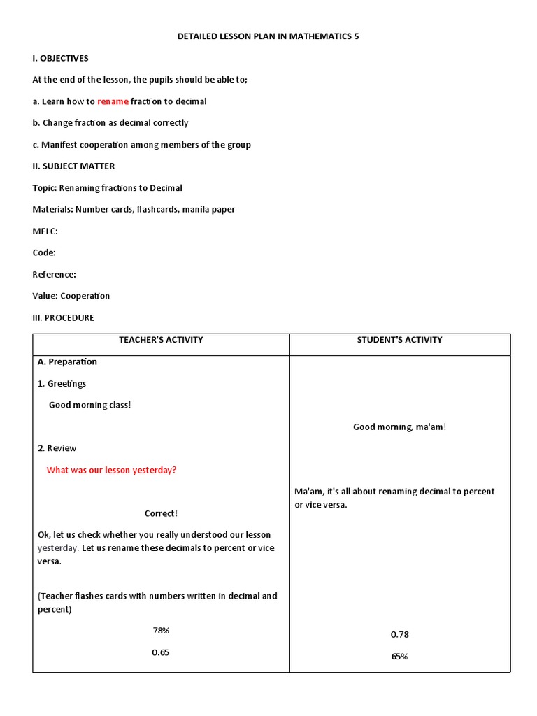 Detailed Lesson Plan in Math - Day 2 | PDF | Cognition | Division (Mathematics)