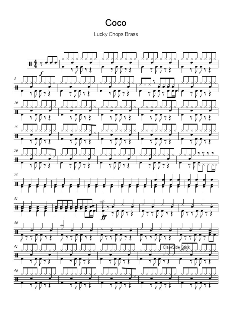 Coco - Lucky - Chops. - Score - Drumset | PDF