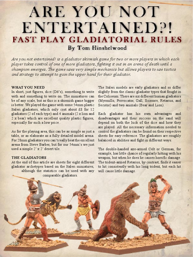 Gladiators Mini Rules | PDF | Gladiator