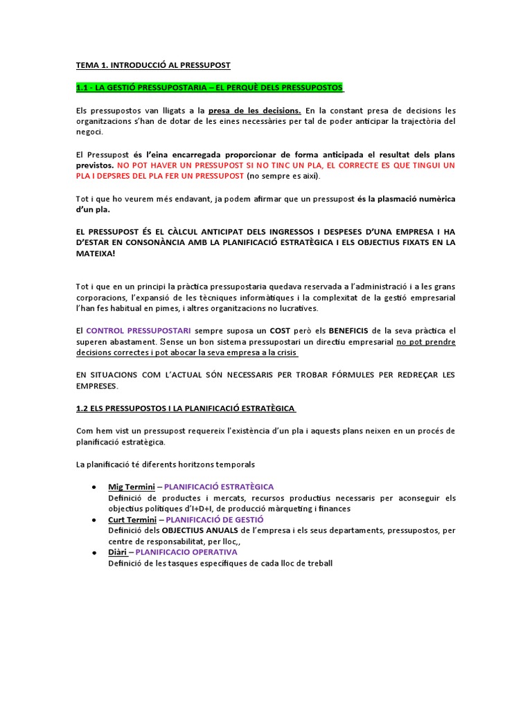 Control I Gestió | PDF