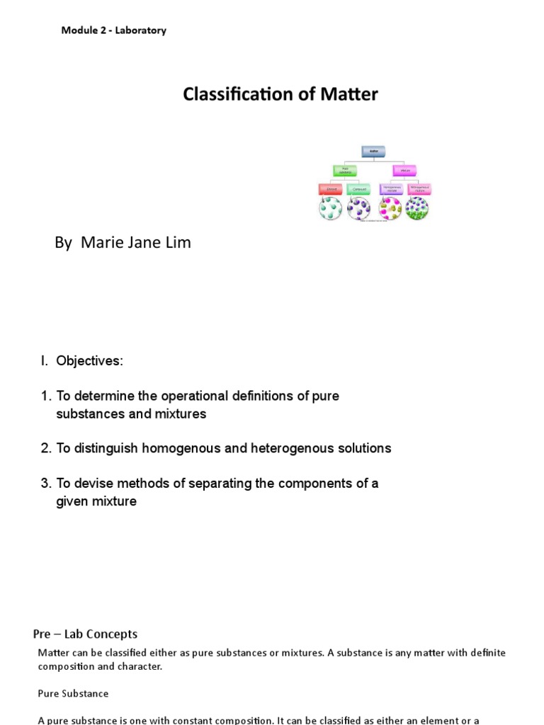 Chem 106 - Lab - III. Classification of Matter | PDF