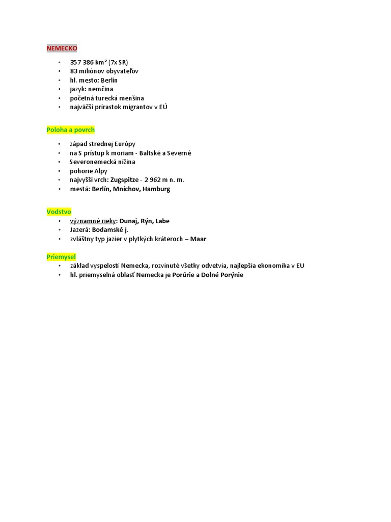 Nemecko: Poloha A Povrch | PDF