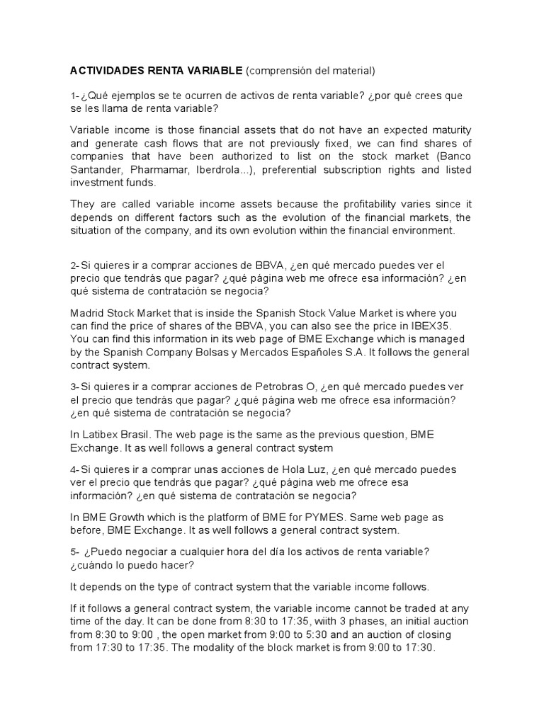 Renta Variable | PDF | Financial Economics | Investing