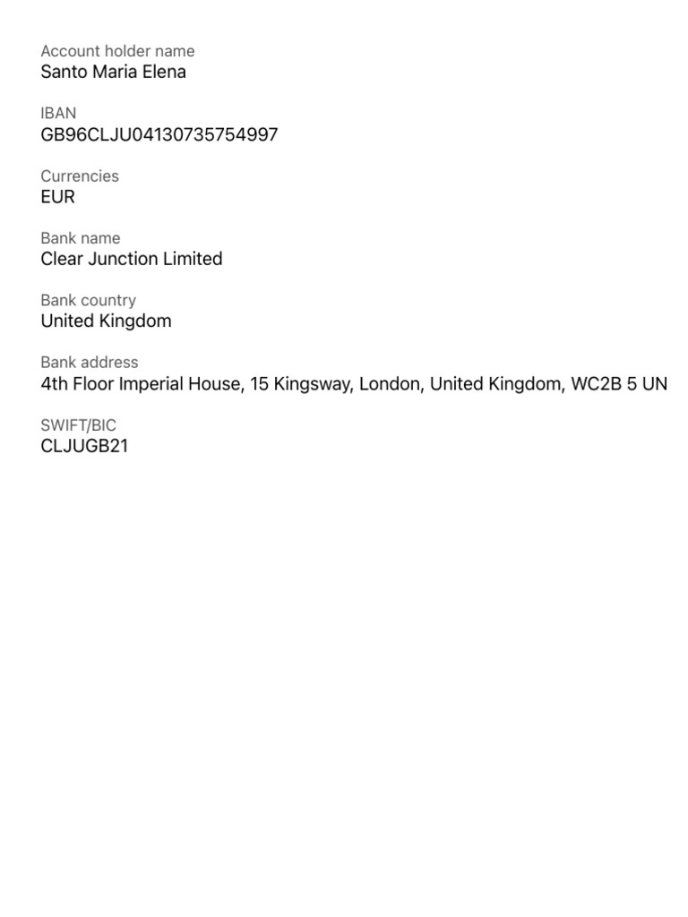 Clear Junction Limited Bank Details | PDF | Travel