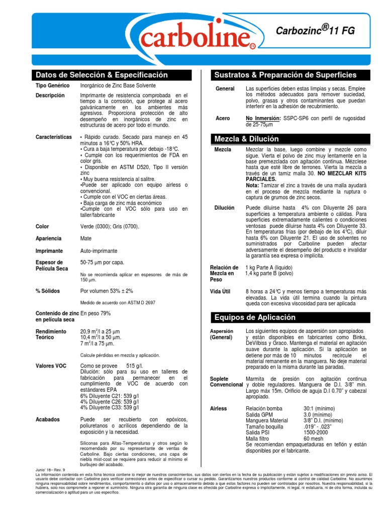 Carbozinc 11 FG | PDF | Zinc | Acero