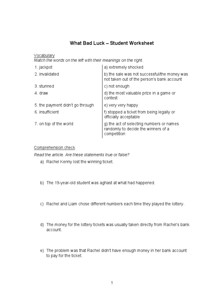 What Bad Luck | PDF | Games & Activities