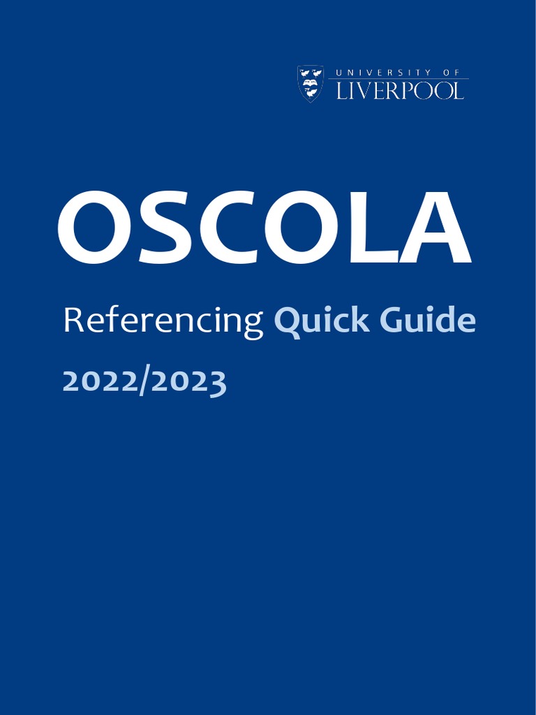 OSCOLA Quick Guide 2022 23 | PDF | Case Citation | Citation OSCOLA Quick Guide 2022 23 | PDF | Case Citation | Citation