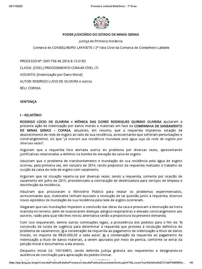 Copasa Indenizar Casal Inundacoes | PDF | Direito