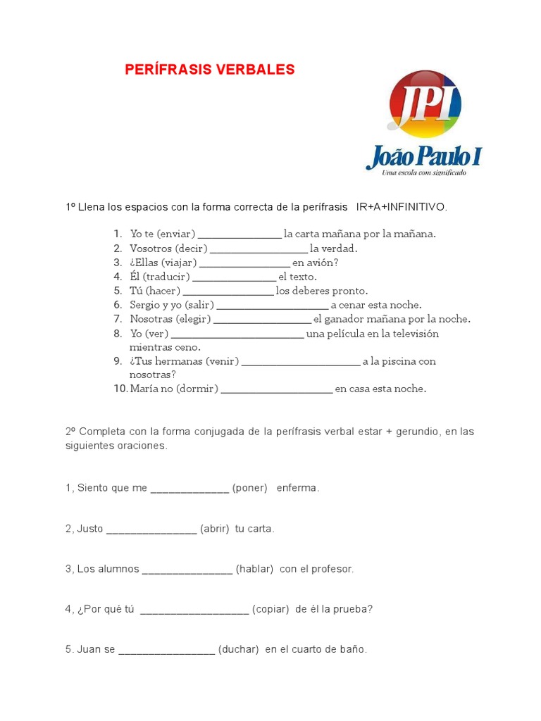 Perífrasis verbales: formas y usos de la perífrasis ir + a + infinitivo ...