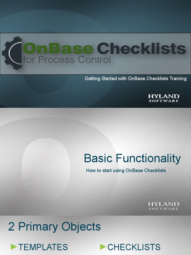 Getting Started With Onbase Checklists Training | PDF | Software ...