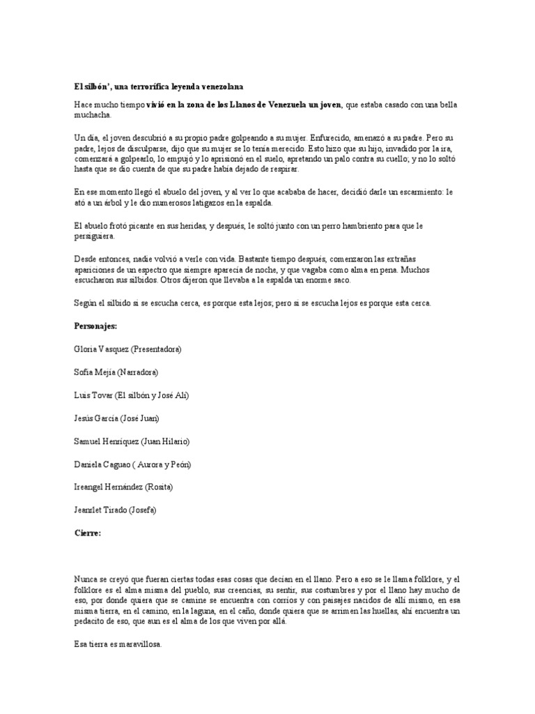 El Silbón | PDF | Leyendas | Criaturas legendarias