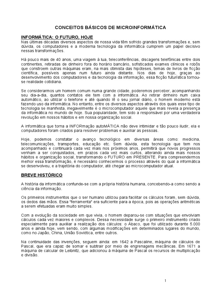 Conceitos Básicos de Microinformática: Informática: O Futuro, Hoje ...