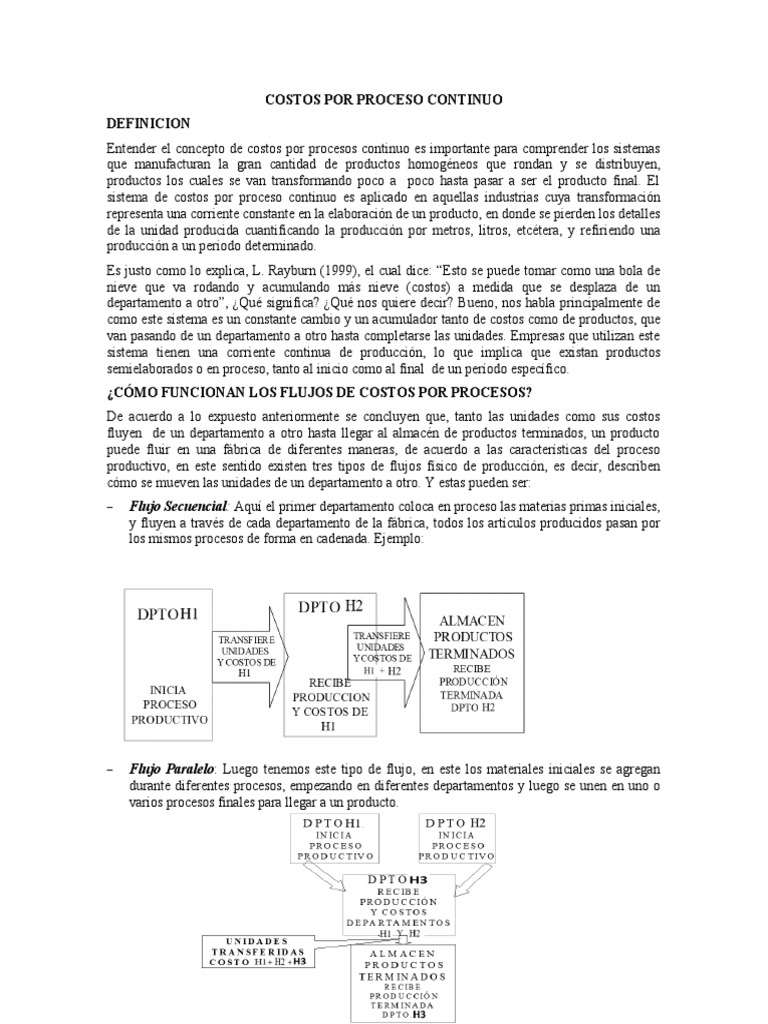 Costos Por Proceso Continuo | PDF | Costo | Economias